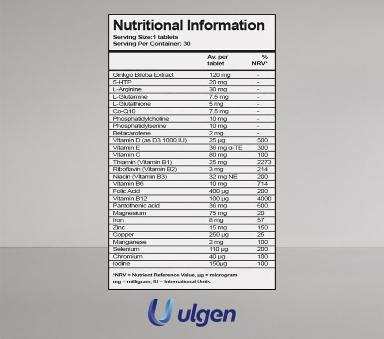 Vitamain Neurole Mental Performance Tablet – Ulgen